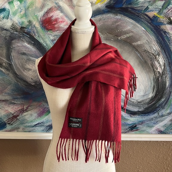 Dior | Accessories | Christian Dior Monsieur Mens Cashmere Maroon Scarf ...